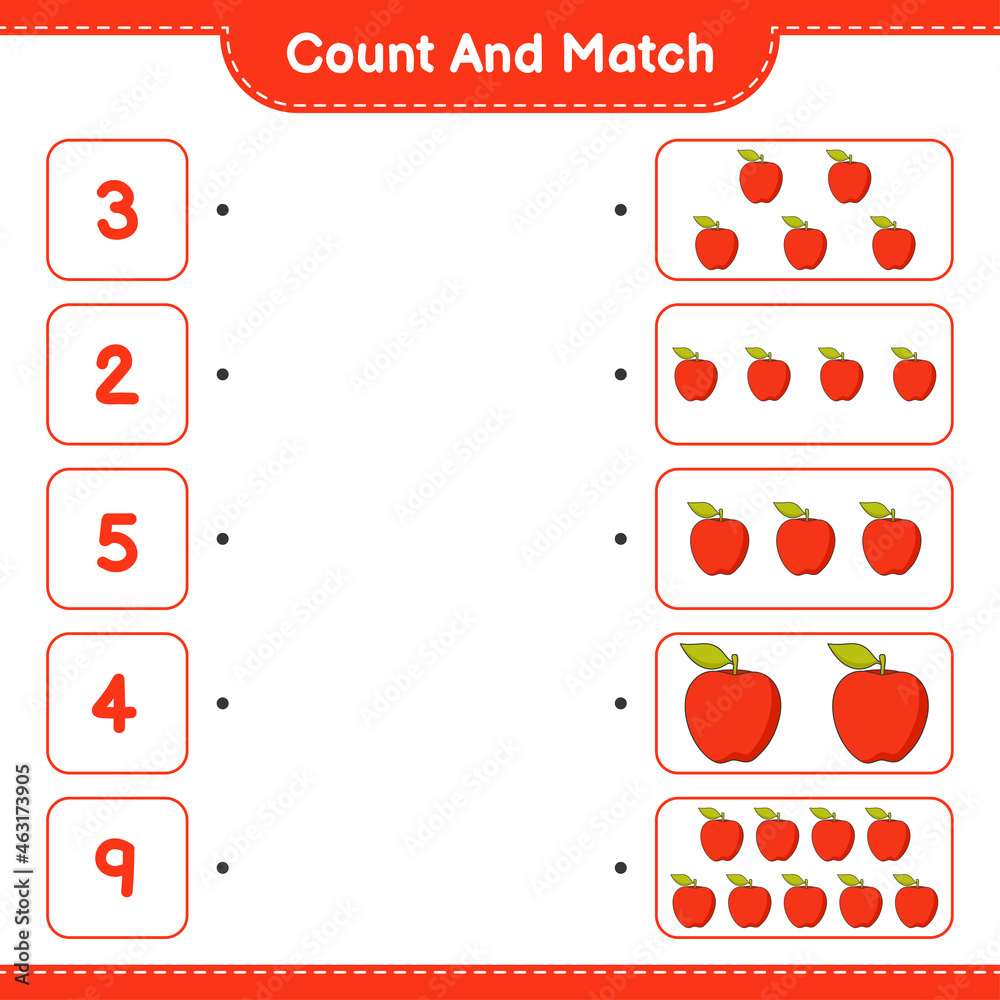 Count and match, count the number of Apple and match with the right ...