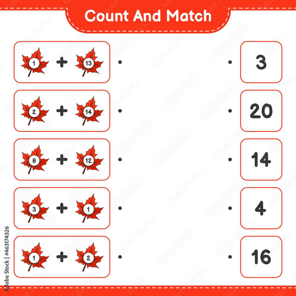 Count and match, count the number of Maple Leaf and match with the ...