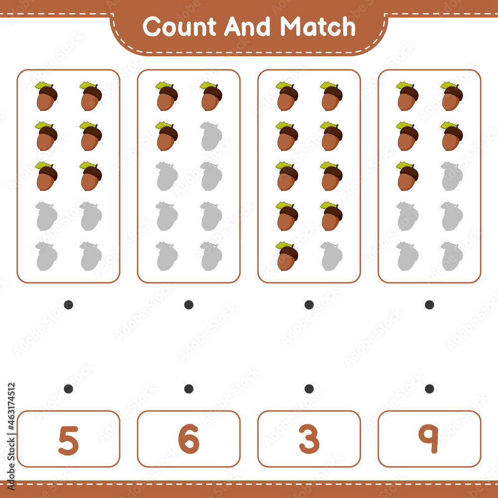 Count and match, count the number of Acorn and match with the right ...