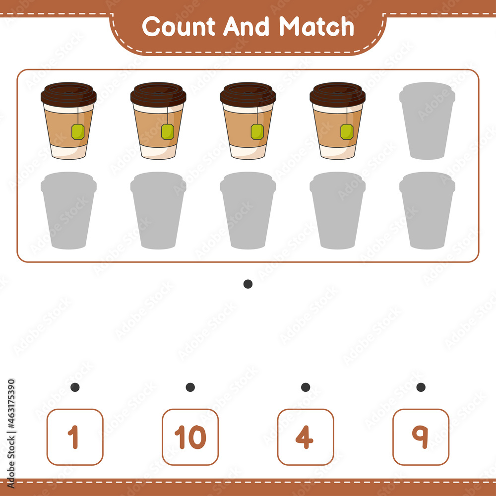 Count and match, count the number of Tea Cup and match with the right ...