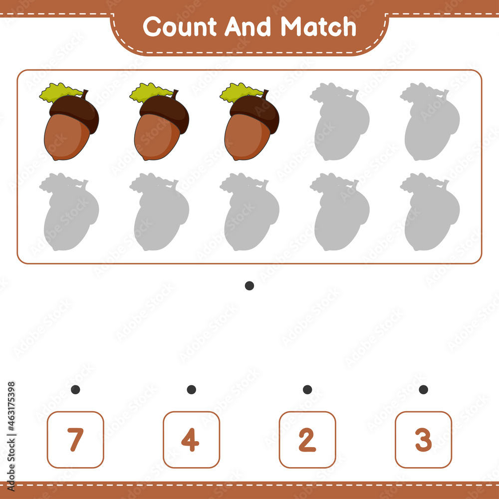Count and match, count the number of Acorn and match with the right ...