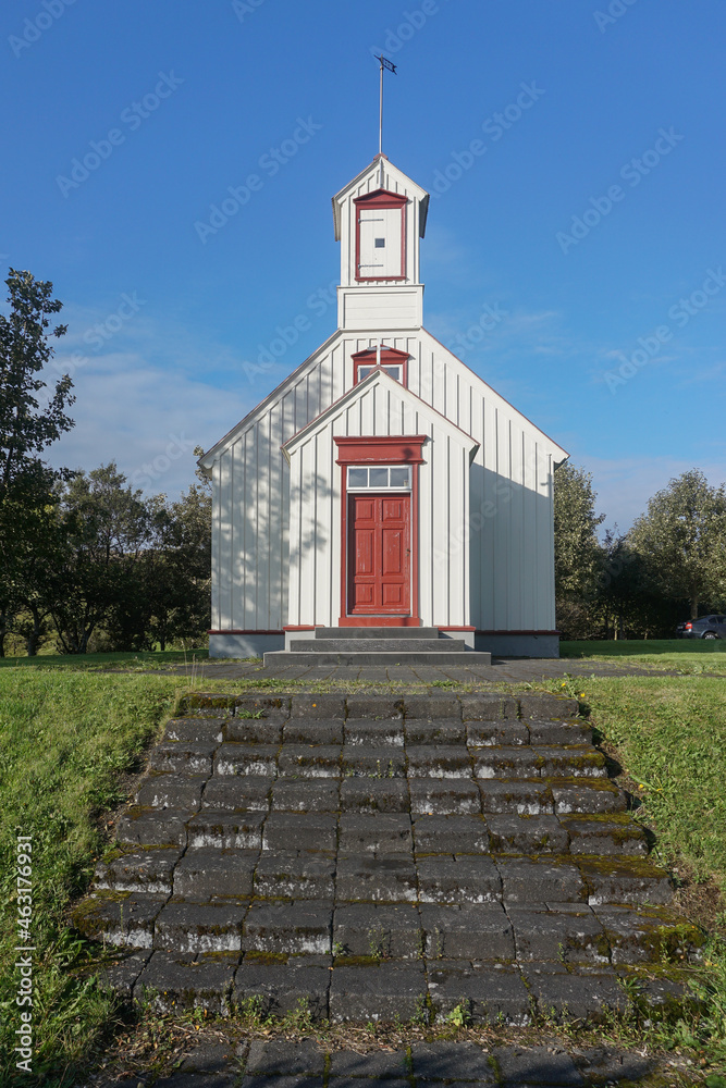 Borgarnes, Iceland: The church at Borg a Myrum, the homestead of 10th ...
