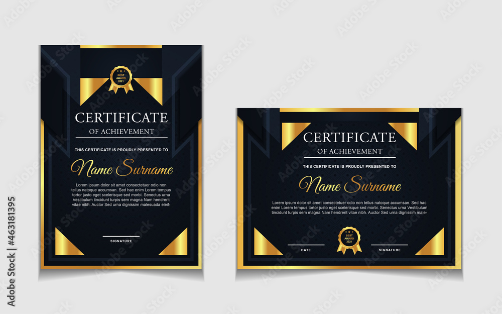 Certificate of achievement border design templates with elements of ...