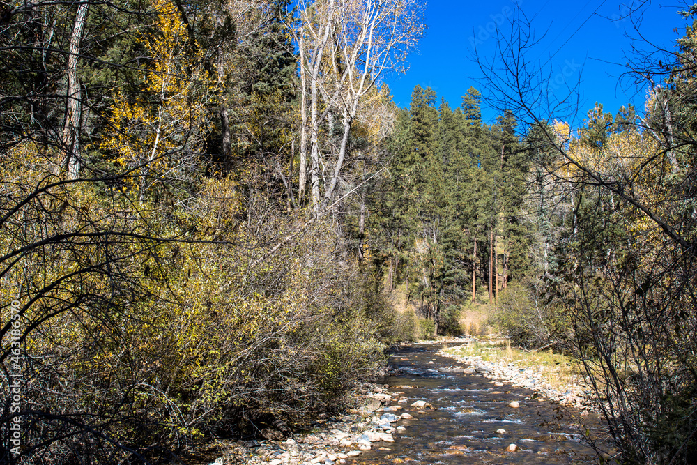 The Pecos River in New Mexico’s Pecos River Canyon State Park in the ...