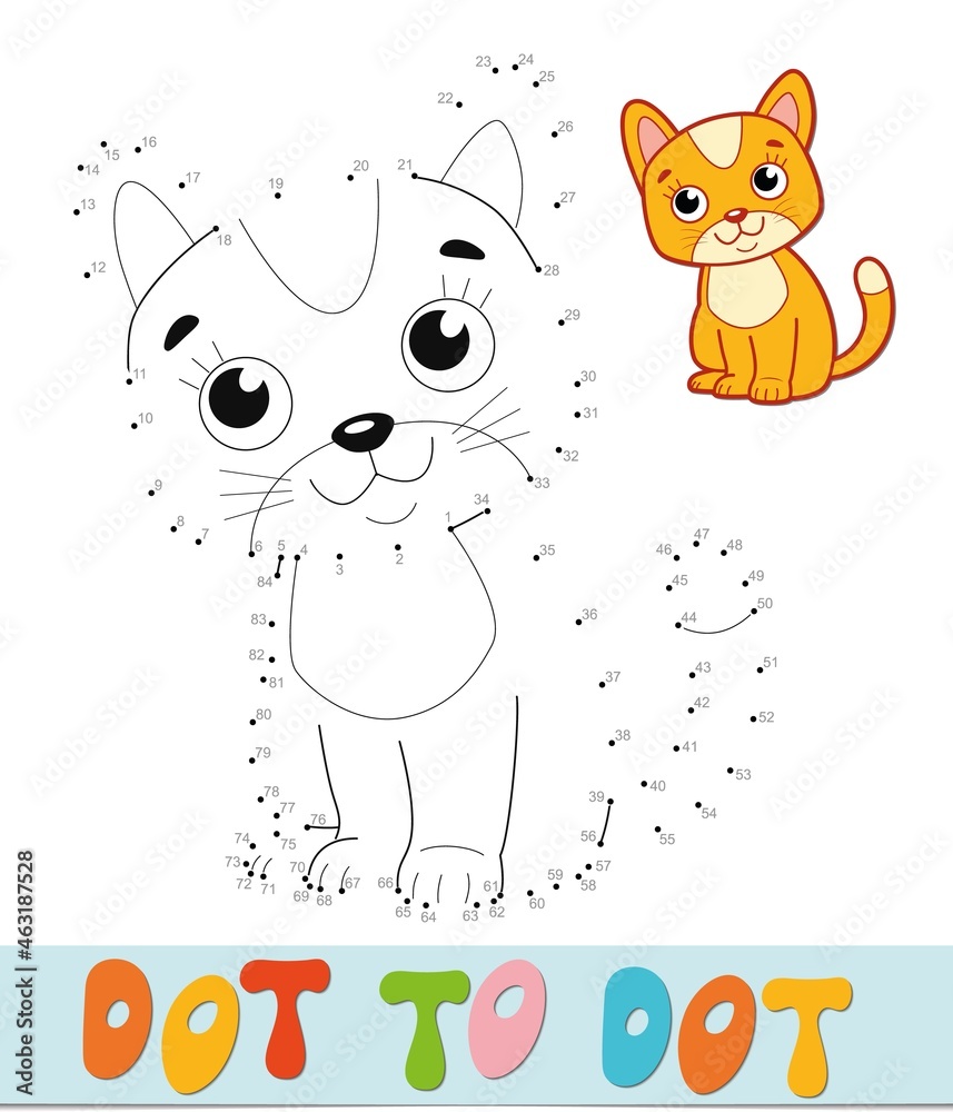 Dot to dot puzzle. Connect dots game. Cat illustration Stock ...
