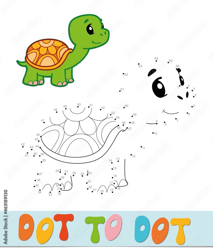 Dot to dot puzzle. Connect dots game. turtle illustration Stock ...