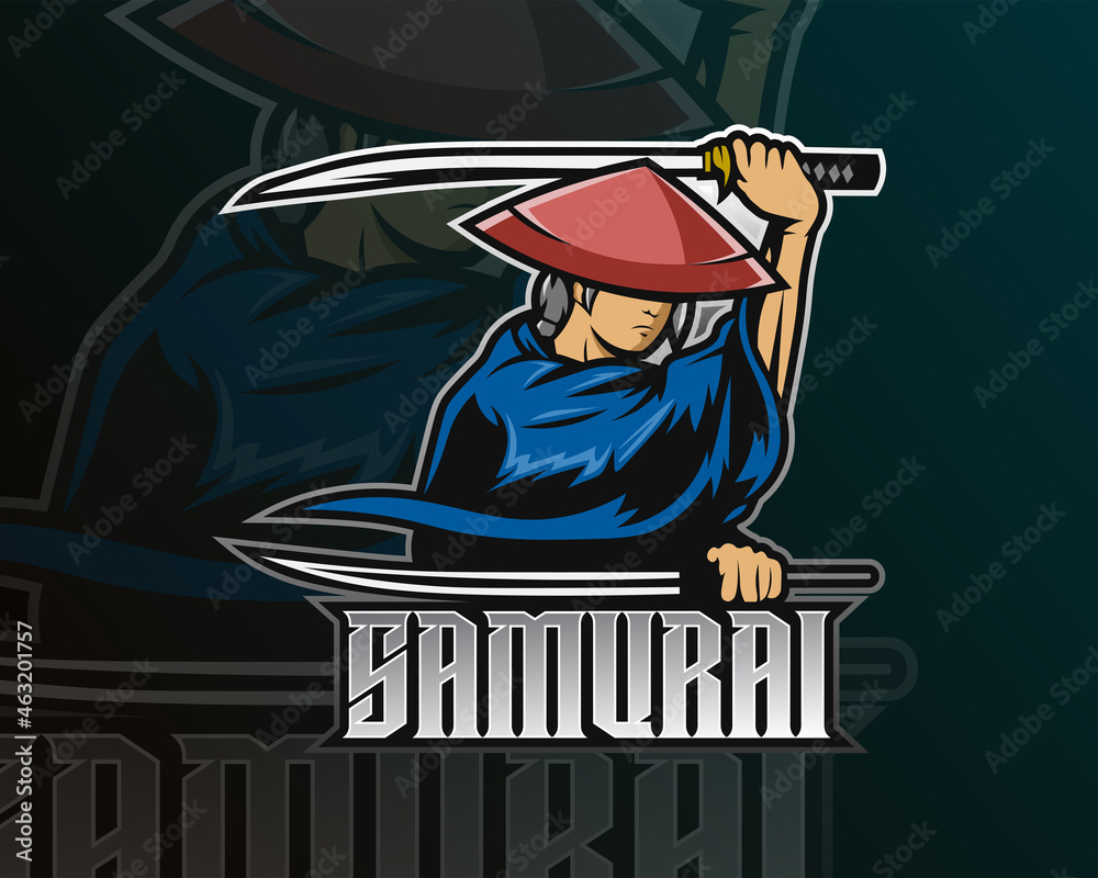Samurai mascot esport logo design illustrations vector template, logo ...