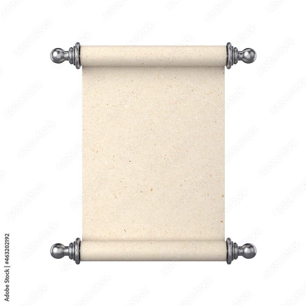 Poster Open paper scroll on white background, 3d render – Wall Art ...