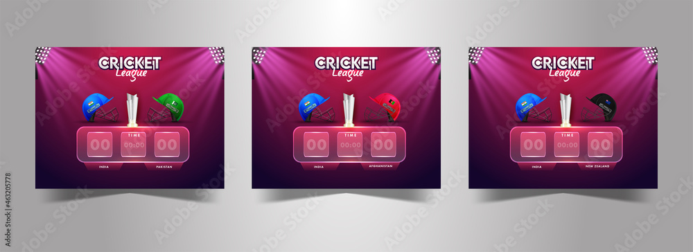 Cricket Digital Scoreboard Of Participating Different Countries Team ...