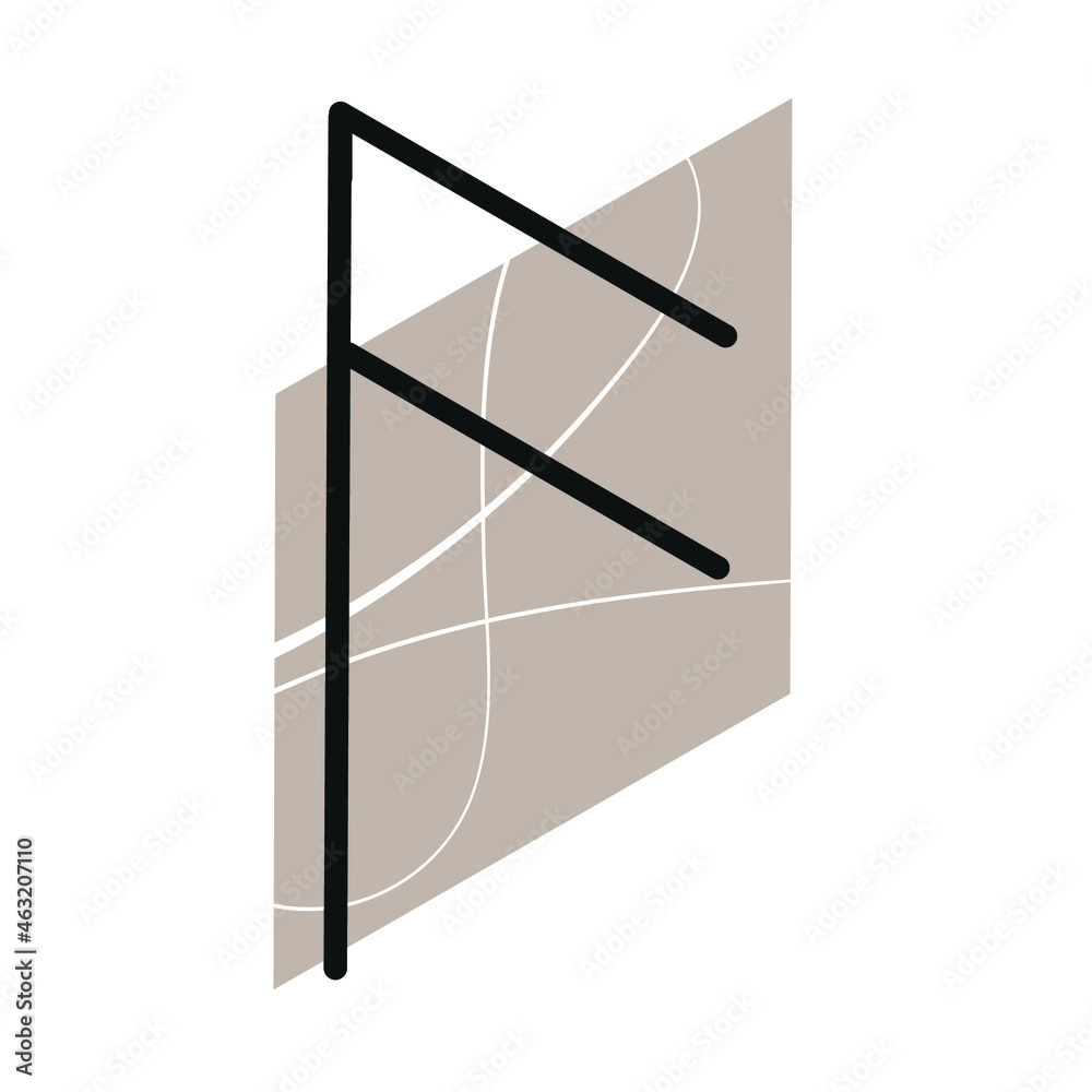 Ancient Old Norse Rune : Ansuz, Rune of Odin. Runic letter in black on ...