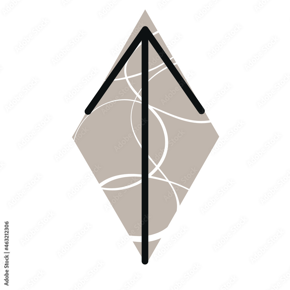 Ancient Old Norse Rune : Teiwaz, Rune of Victory. Runic letter in black ...