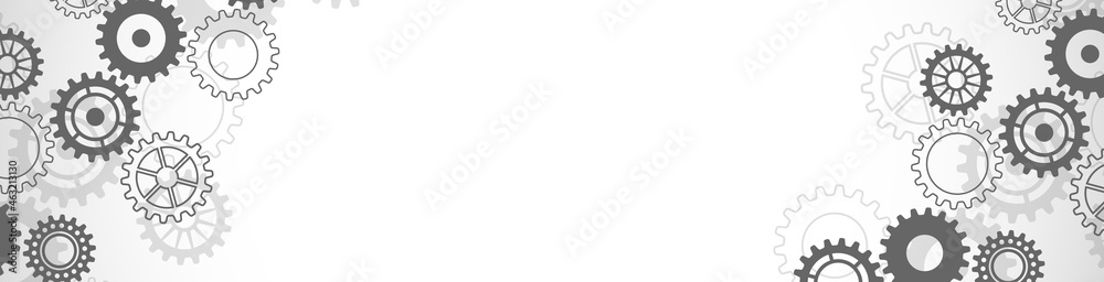 Website header or banner design with cogs and gear wheel mechanisms ...