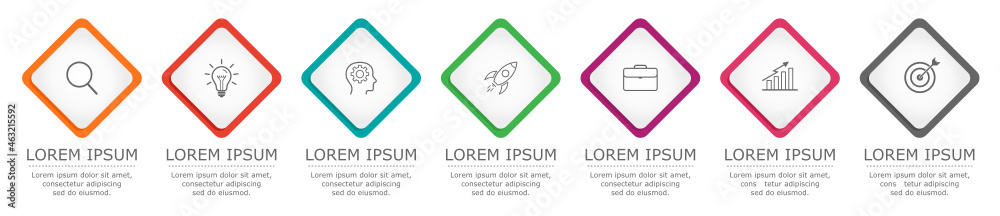 Business infographic Vector with 7 steps. Used for presentation ...