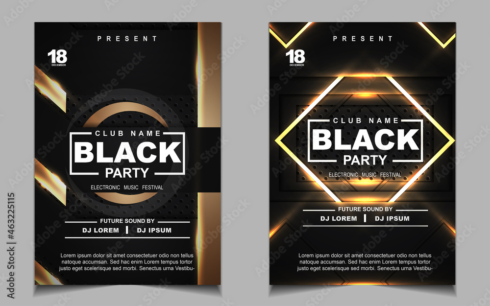 Cover music poster flyer design template background with layout gold ...