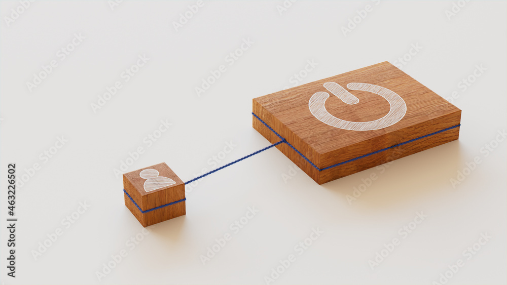 Activate Technology Concept with power Symbol on a Wooden Block. User ...