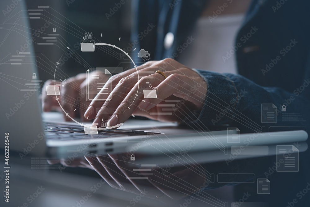 Document Management System (DMS) being setup by IT consultant working ...