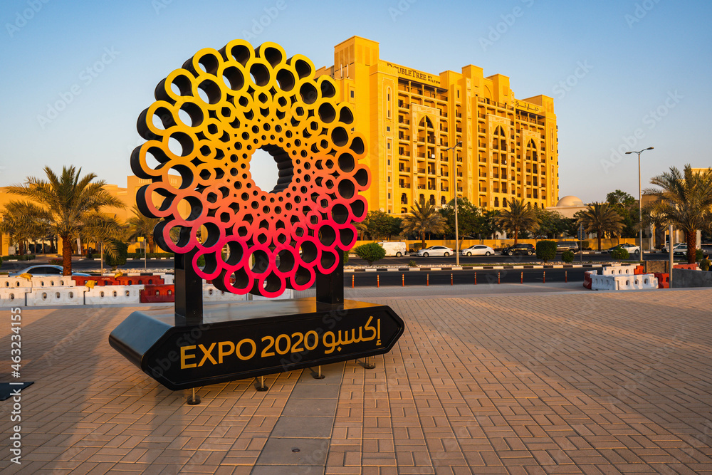 Expo 2020 sign and logo for the global event in Dubai, United Arab ...