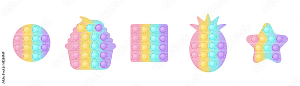 Set of 5 forms pop it a fashionable silicon toys for fidgets. Addictive ...