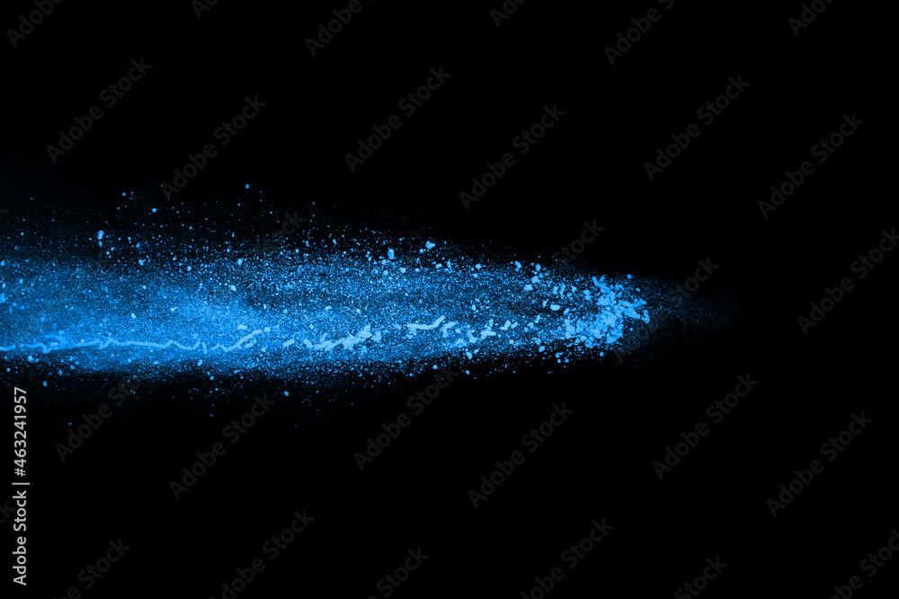 abstract blue powder splatted background,Freeze motion of color powder ...