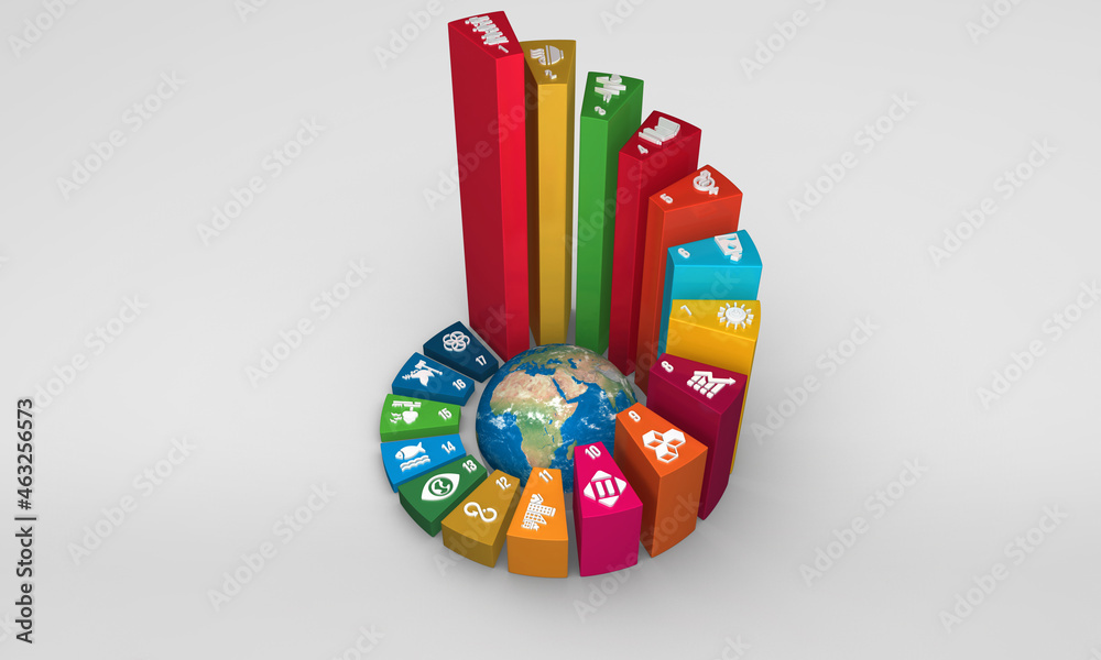 3D rendering Sustainable Development Wheel Illustration for Corporate ...
