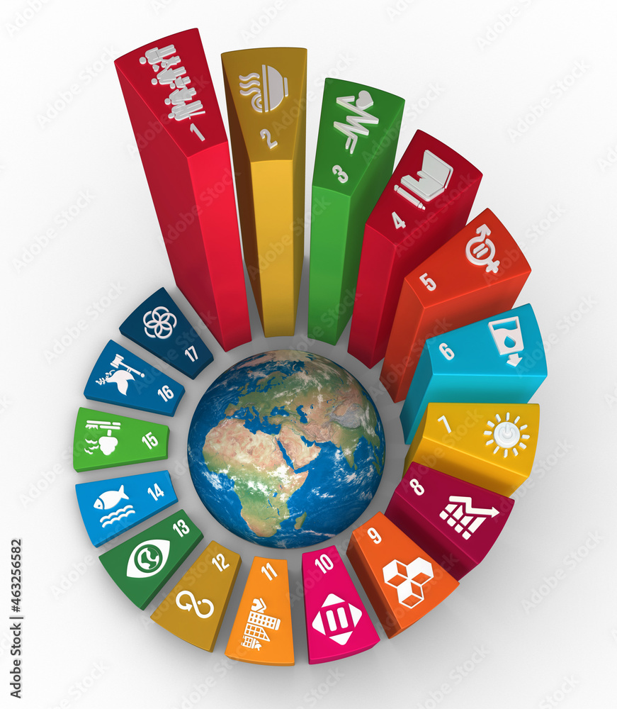 3D rendering Sustainable Development Wheel Illustration for Corporate ...