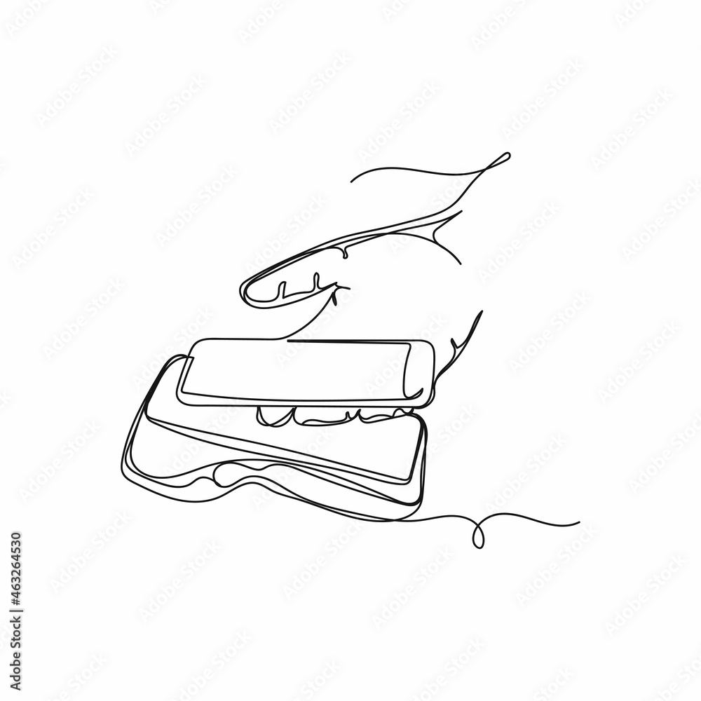 Continuous one single line drawing of contactless payment through ...