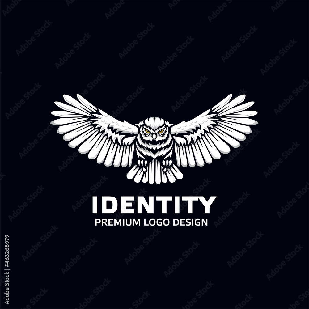 Flying Owl with Open Wings logo vector Stock Vector | Adobe Stock