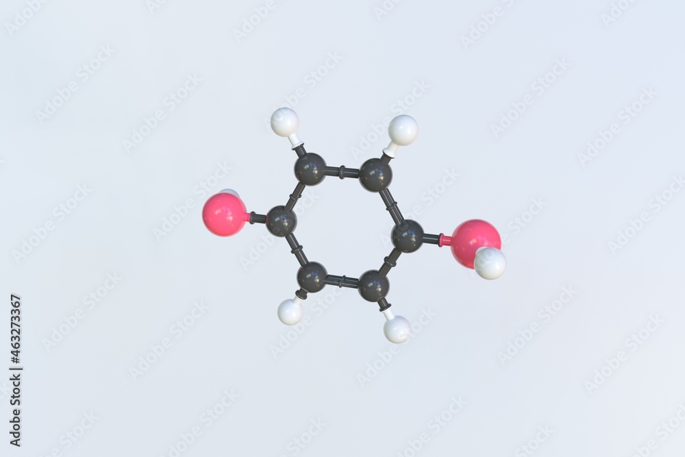Hydroquinone molecule, isolated molecular model. 3D rendering Stock ...