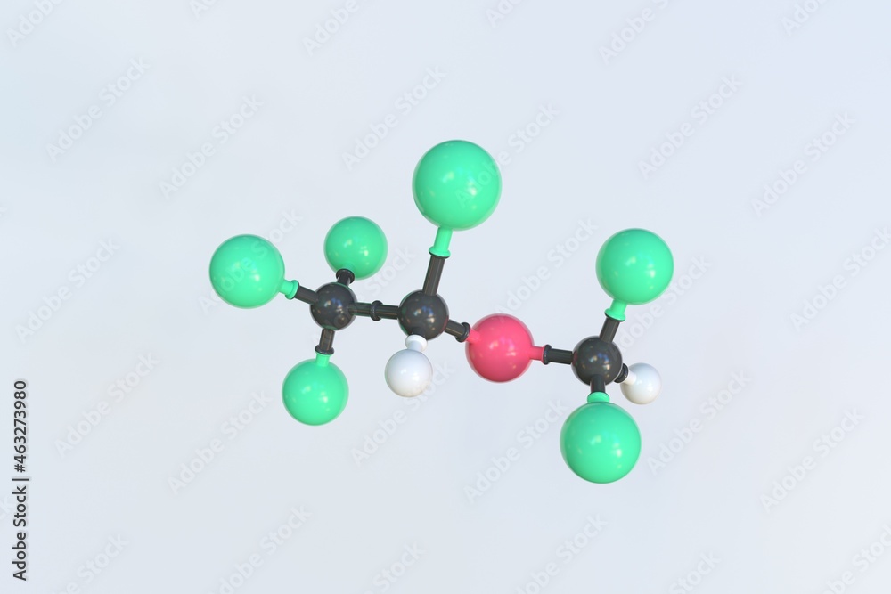 Molecule of Isoflurane. Isolated molecular model, 3D rendering ... Molecule of Isoflurane. Isolated molecular model, 3D rendering ...