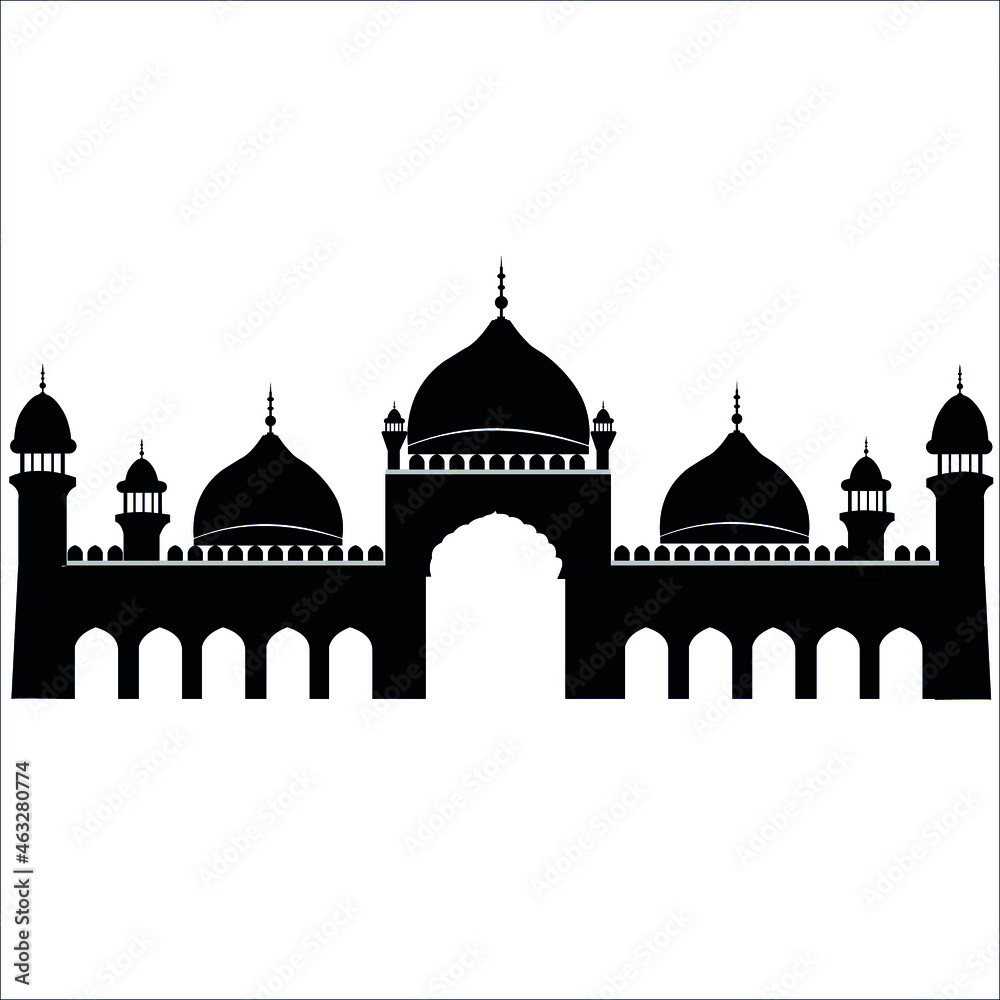 badshahi mosque in lahore pakistan vector illustration Stock Vector ...