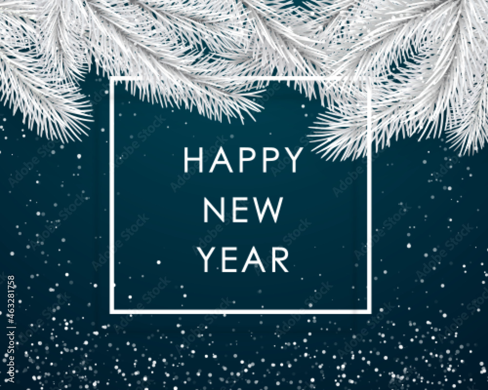 Merry Christmas and Happy New Year Greeting Card. Christmas tree ...