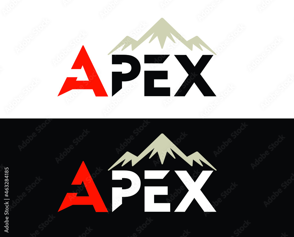 Apex Modern Text Logo with Mountain Design l 100% editable & Commercial ...