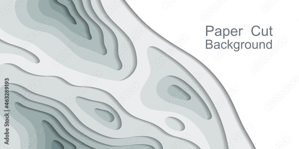 Papercut topography background, 3d multi layers. Abstract origami paper ...