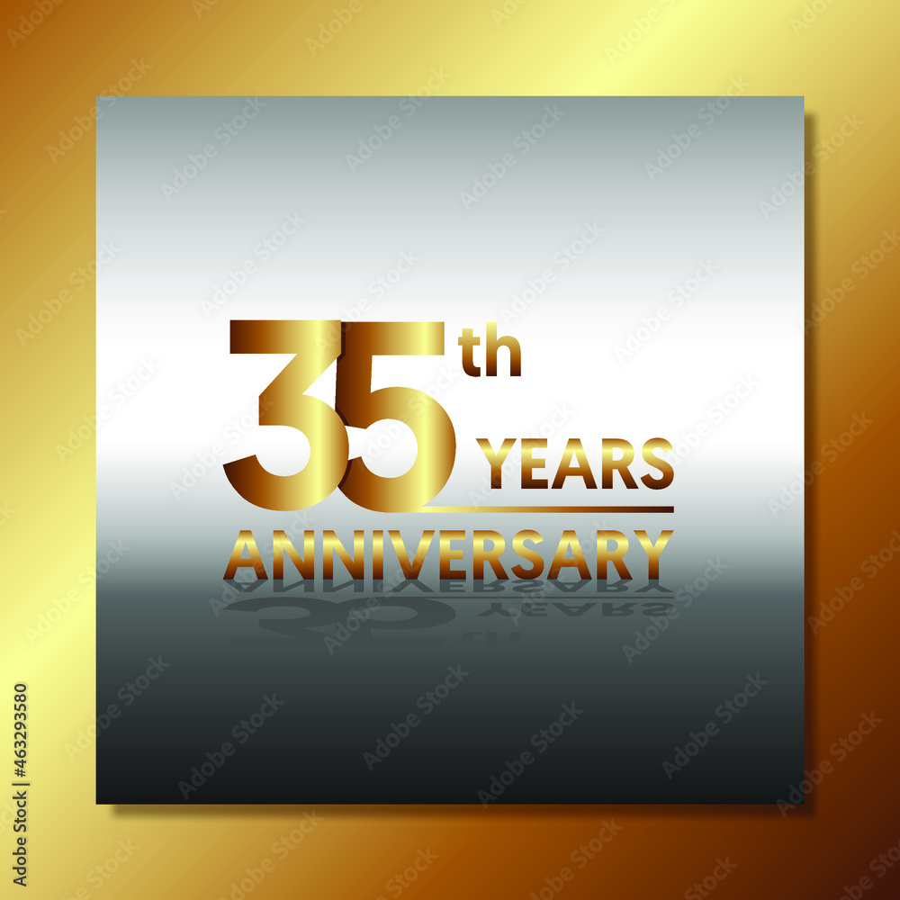 35th anniversary, anniversary celebration vector design with gold color ...
