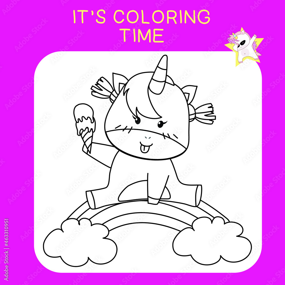 Unicorn coloring worksheet page. Coloring worksheet for preschool ...