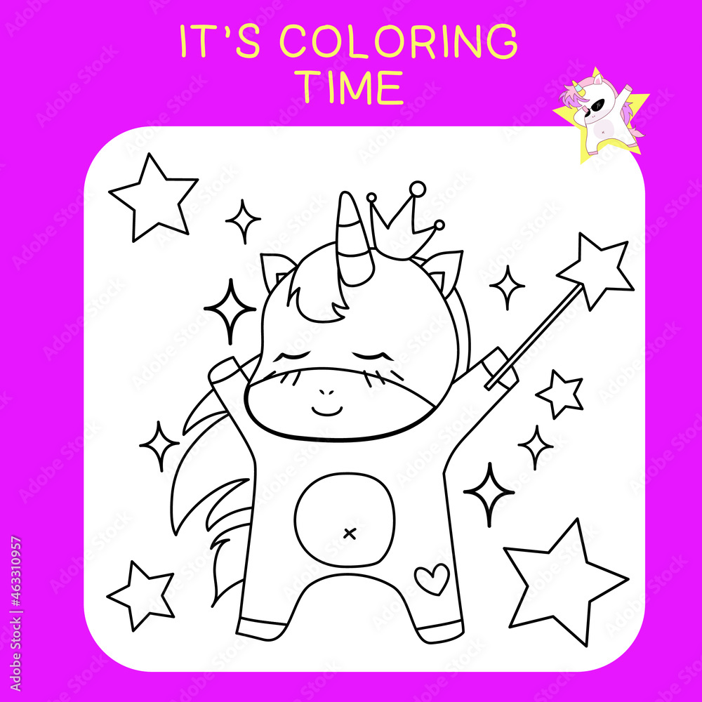 Unicorn coloring worksheet page. Coloring worksheet for preschool ...
