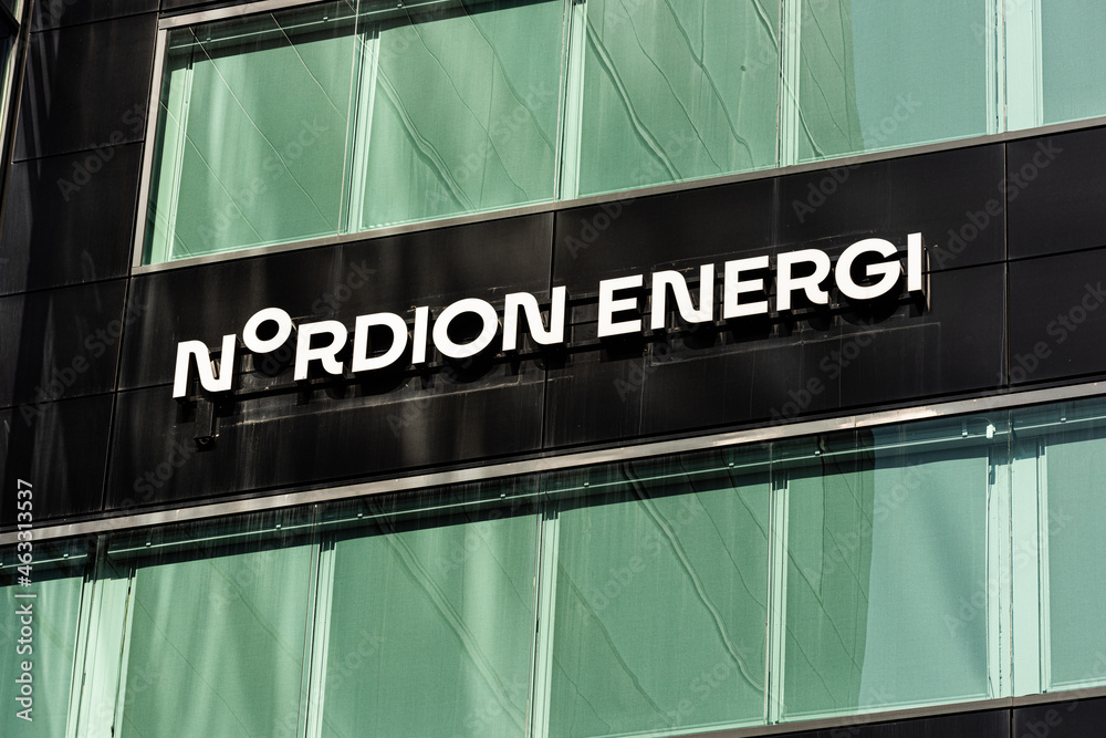 Gothenburg, Sweden - April 18 2021: Logo of Nordion Energy on the wall ...