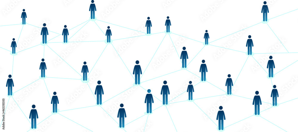 Large network of people showing connected relationships. Vector icon ...