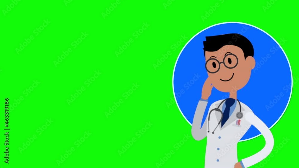 Cartoon doctor thinking green screen Stock Video | Adobe Stock