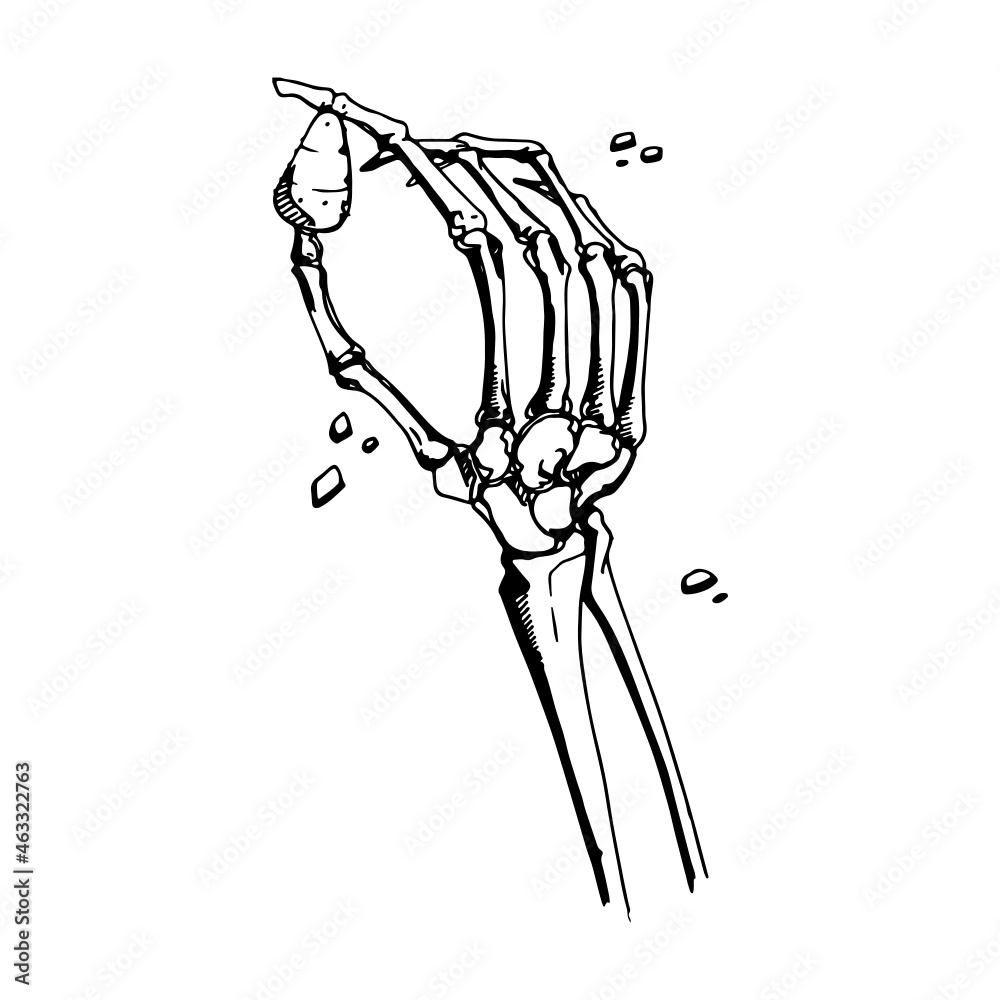 Skeleton Hand Rock Pinch Line Art Silhouette Design Element Art SVG EPS ...