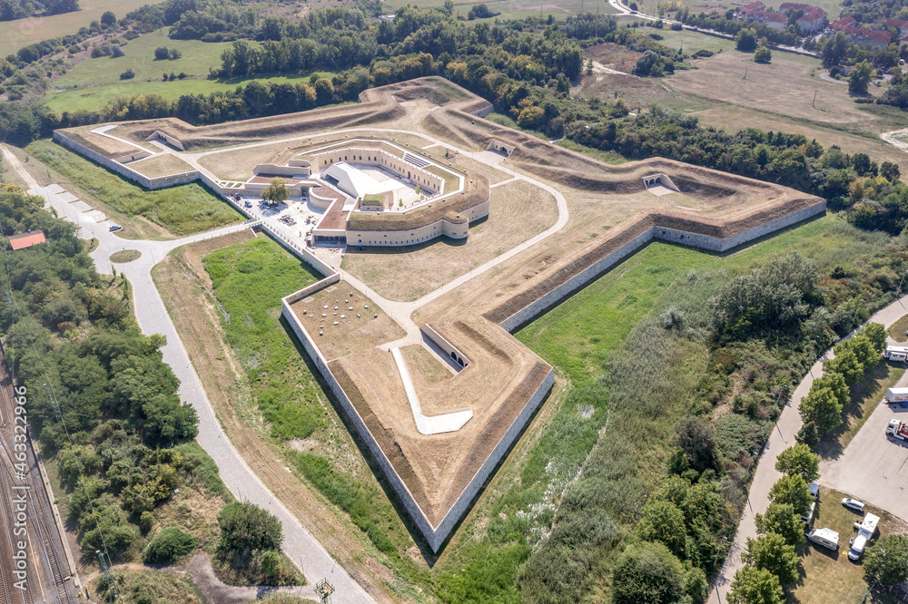 Aerial view of Csillagerod or star fort newly restored fortification ...