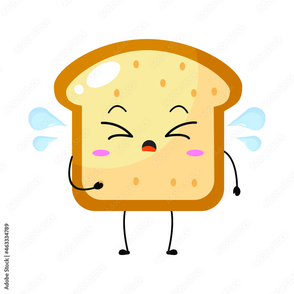 Kawaii cartoon toast bread icon. Character of sliced toast bread. chibi ...
