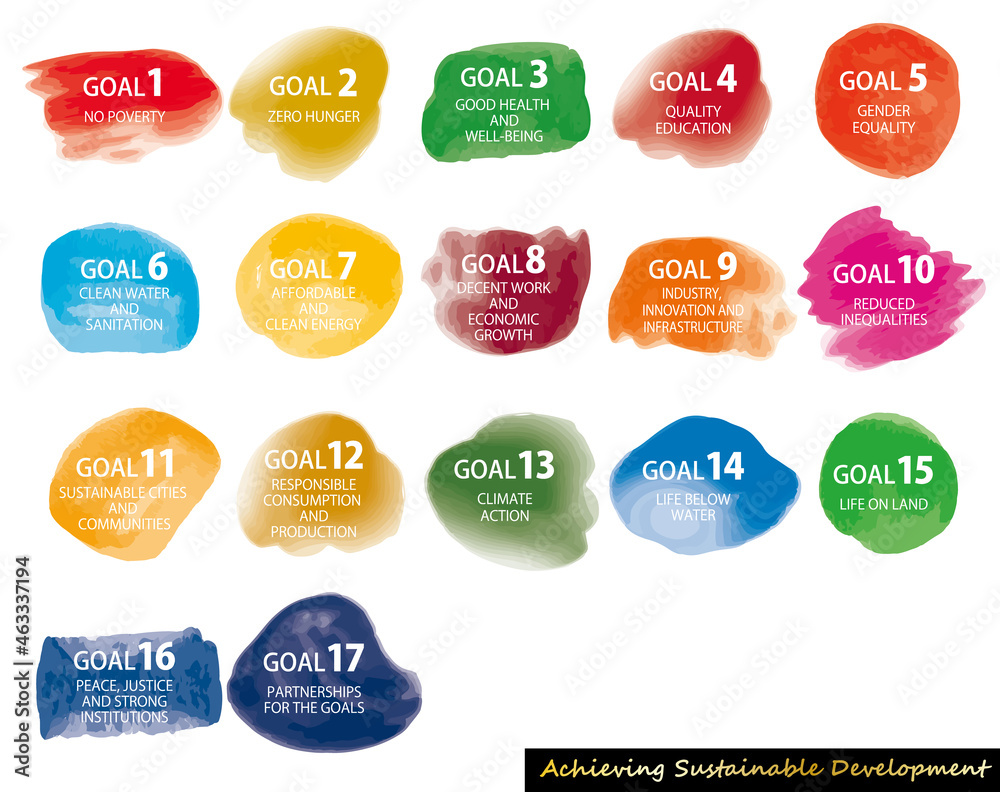 Sustainable Development Goals image watercolor abstract ENGLISH icon ...