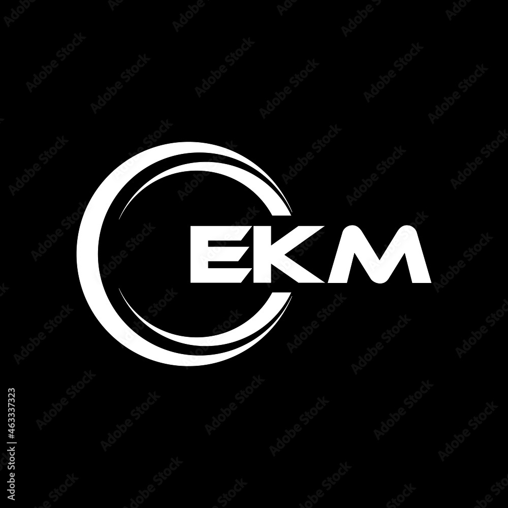 Vecteur Stock EKM letter logo design with black background in ...