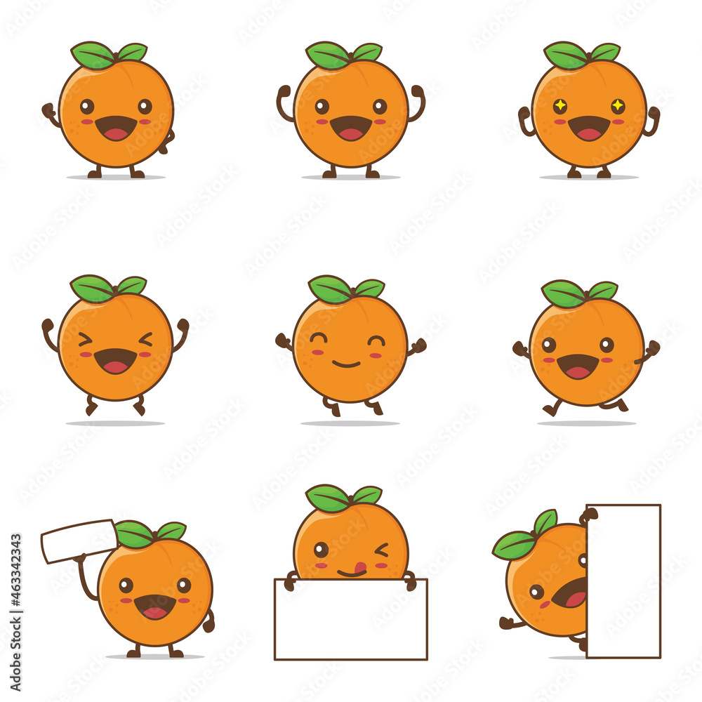 cute peach cartoon, fruit vector illustration, with happy facial ...