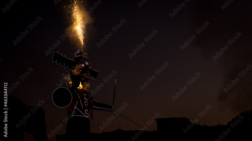 Ravan starting to burn in Dussehra Stock Photo | Adobe Stock