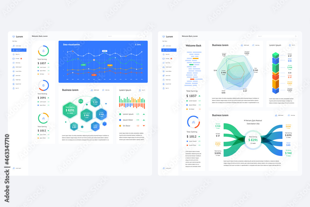 vector set of infographics for dashboard Stock Vector | Adobe Stock