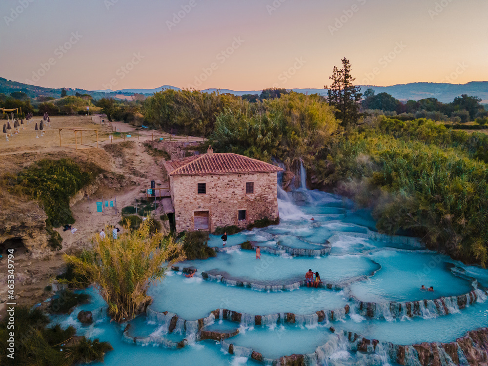 natural spa with waterfalls and hot springs at Saturnia thermal baths ...