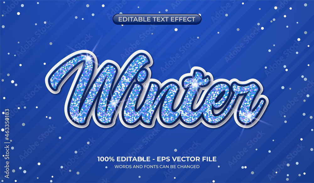 Winter text effect with sparkling glitter particles and snow. Editable ...
