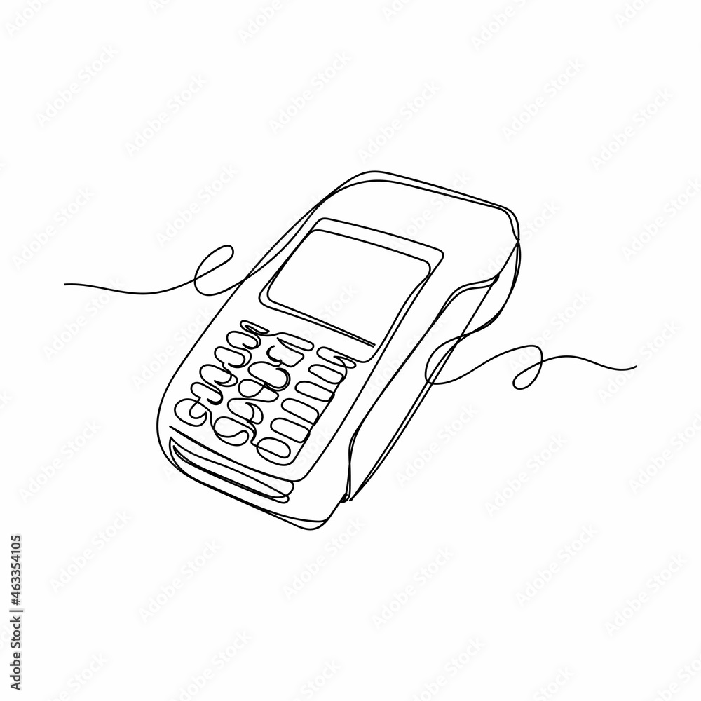 Continuous one single line drawing of pos payment terminal with gprs in ...